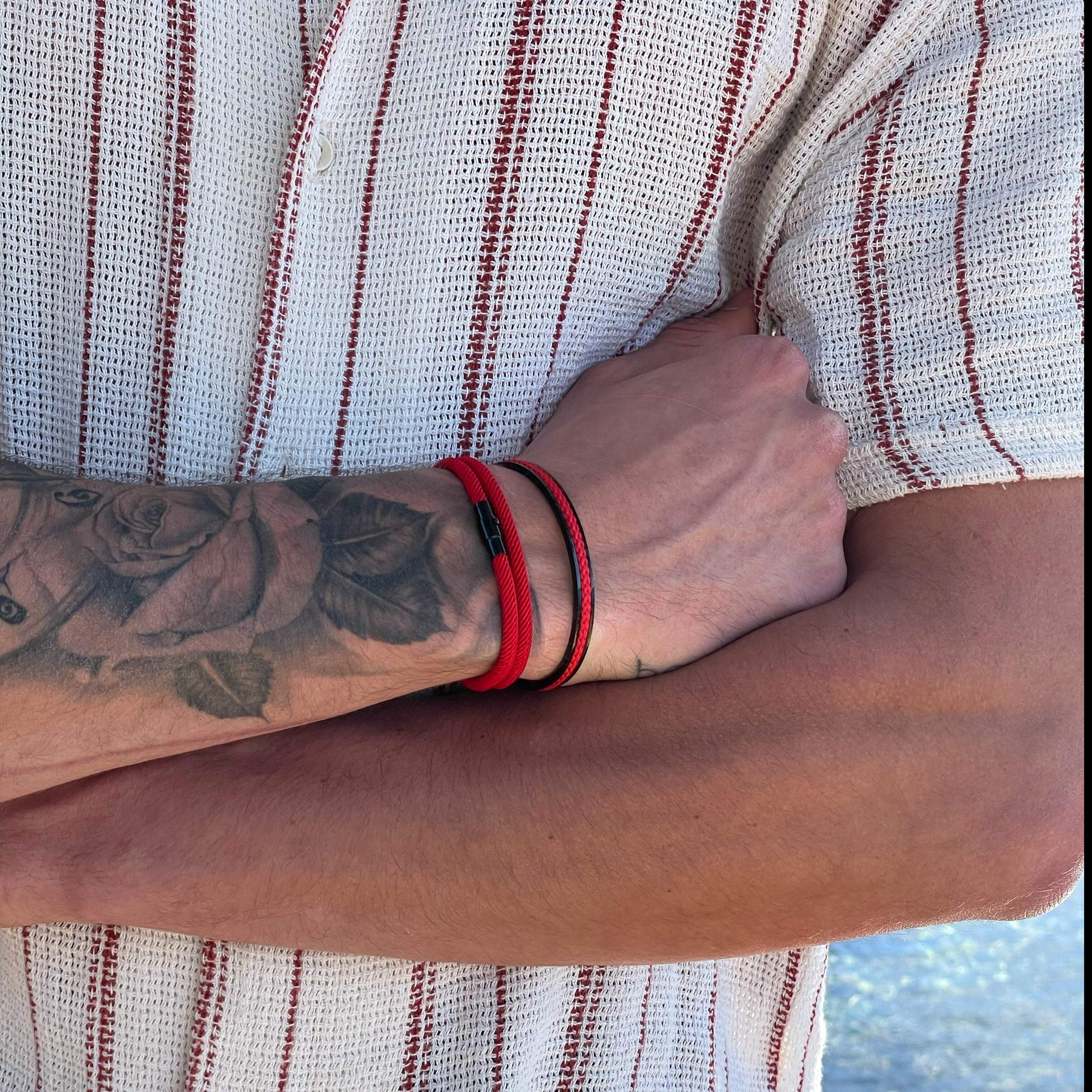 Vibrant Red Double Milan Rope Bracelet For Men | Samos Jewelry
