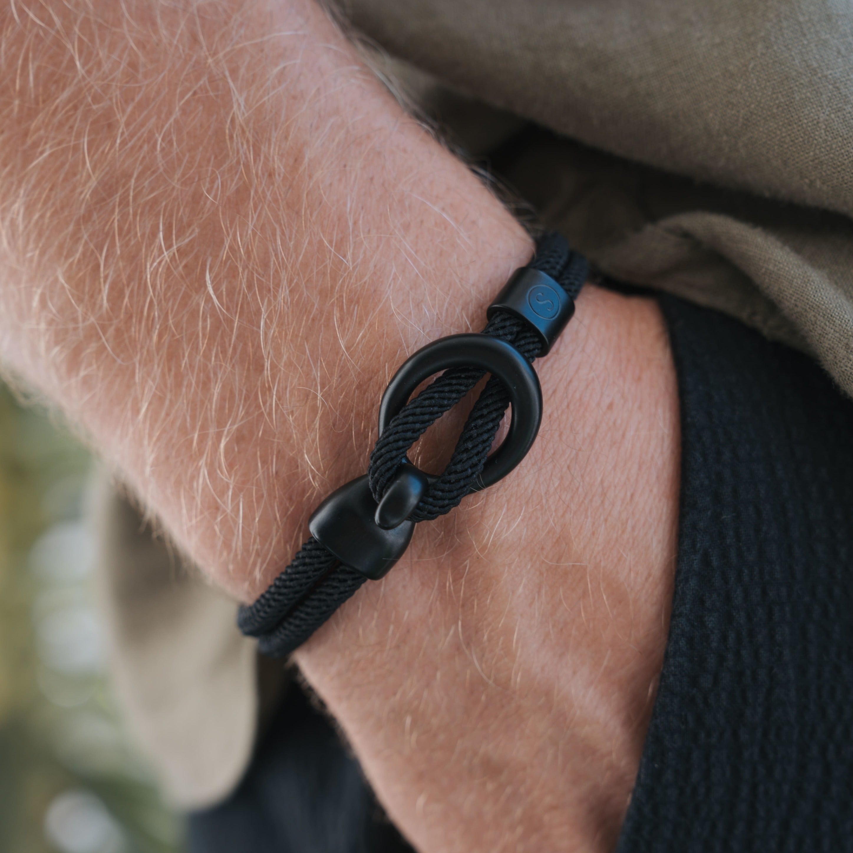 Black Milan Rope Bracelet For Men With Hook Clasp | Samos Jewelry