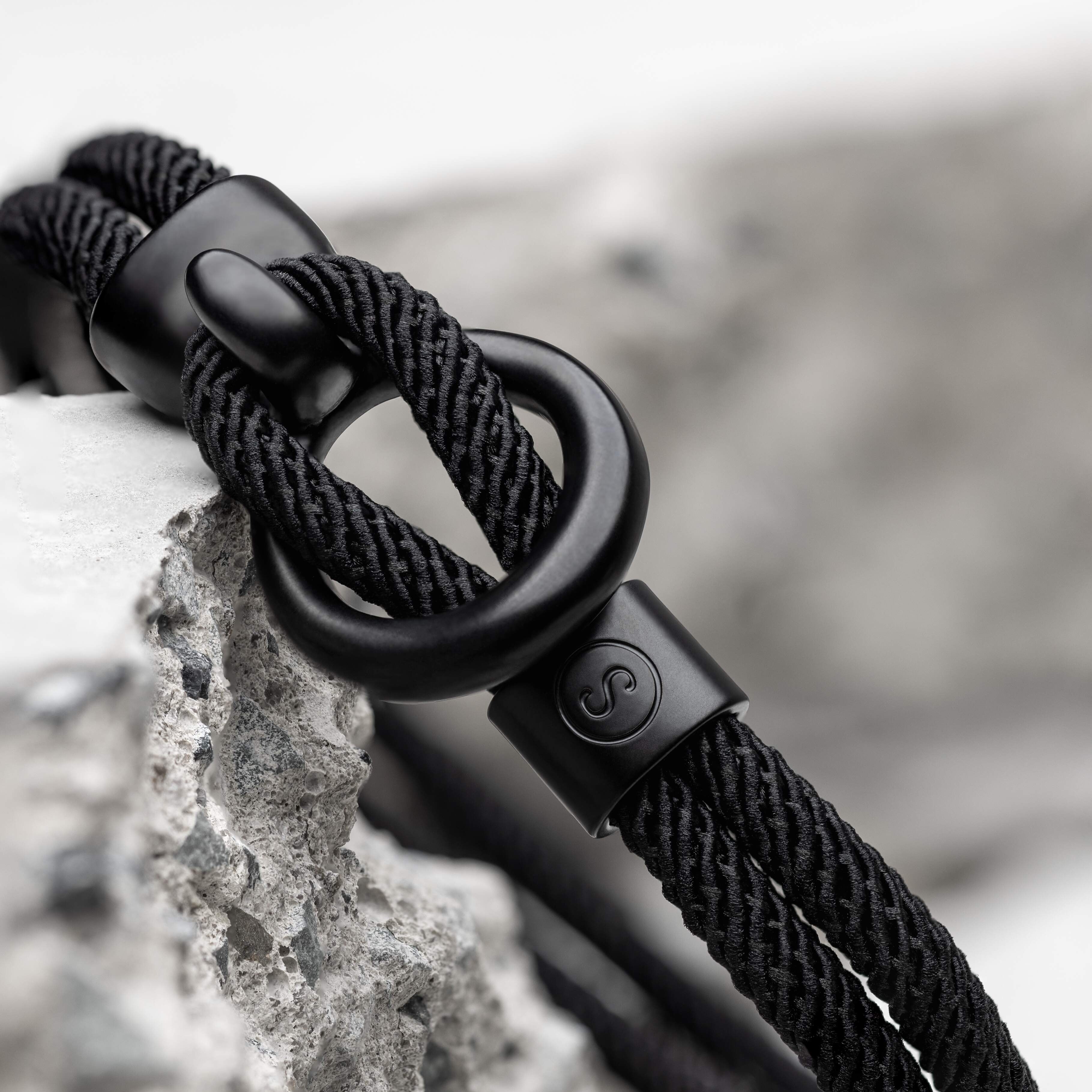 Black Milan Rope Bracelet For Men With Hook Clasp | Samos Jewelry