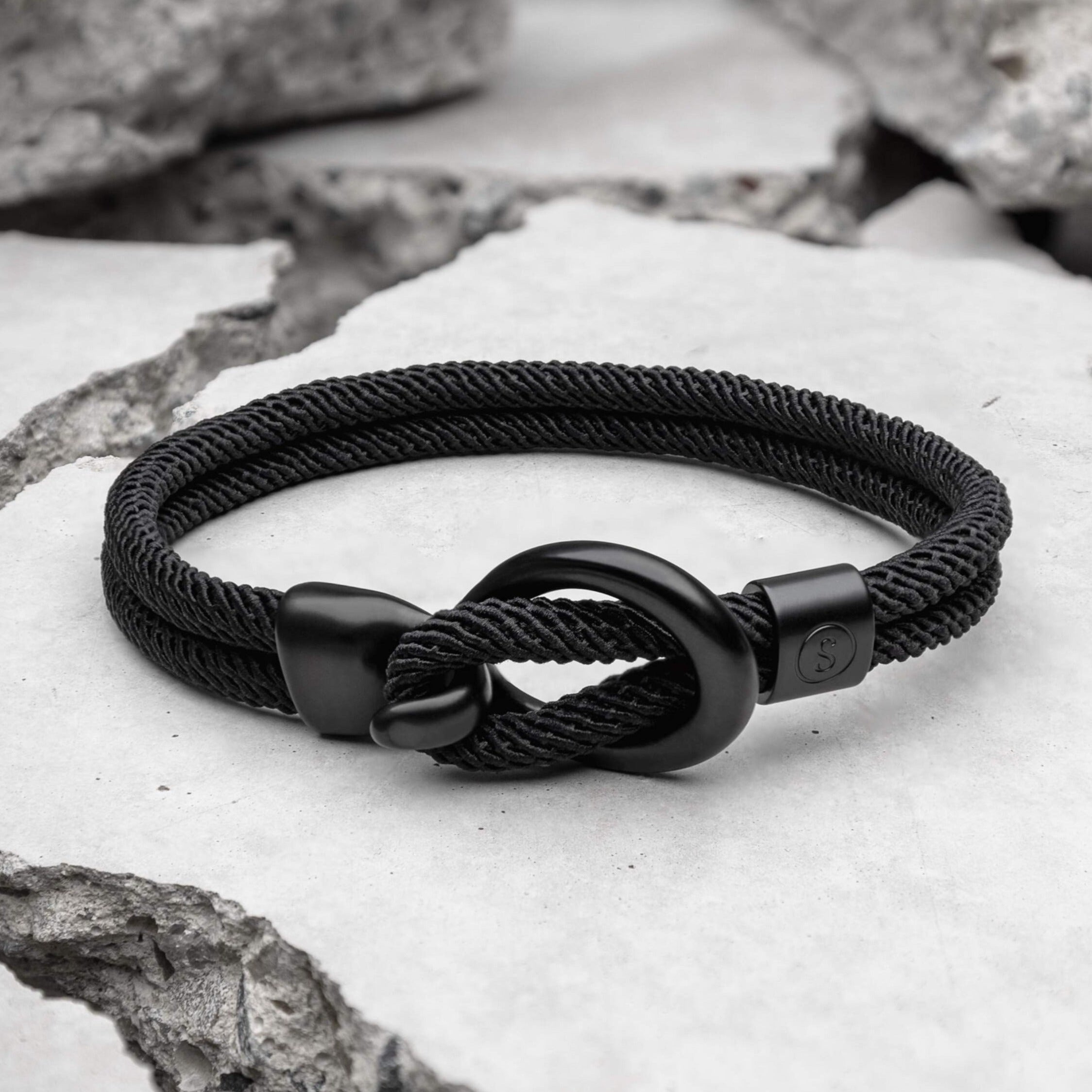 Black Milan Rope Bracelet For Men With Hook Clasp | Samos Jewelry