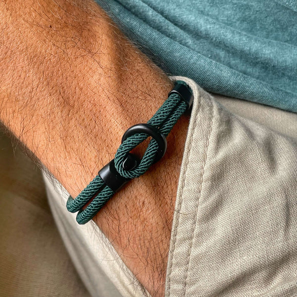 Men's Durable Rope Bracelet In Dark Green | Samos Jewelry