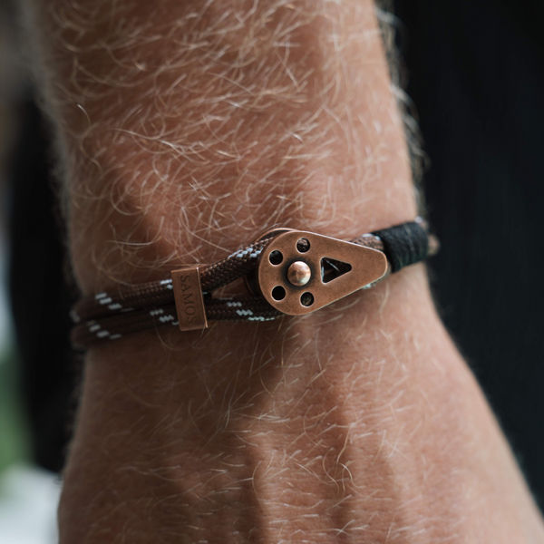 Brown Rope Men's Bracelet With Carabiner Clasp | Samos Jewelry