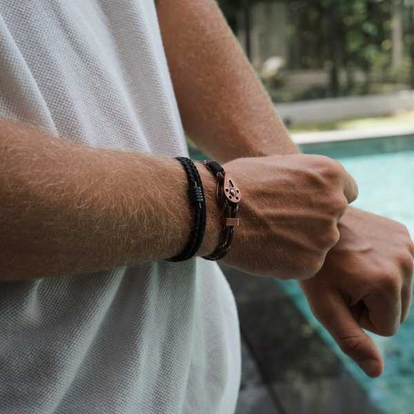 Brown Rope Men's Bracelet With Carabiner Clasp | Samos Jewelry